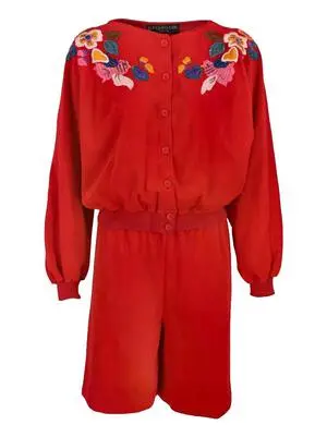 Emanuel Ungaro Embroidered Jacket And Shorts Set - Red