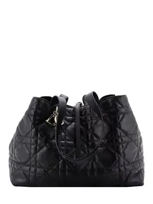 Dior Christian Dior Macrocannage Quilted Calfskin Tote Bag Black