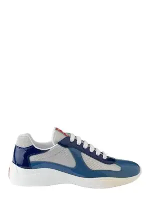 Prada Patent Leather And Technical Fabric America's Cup Sneakers - Blue