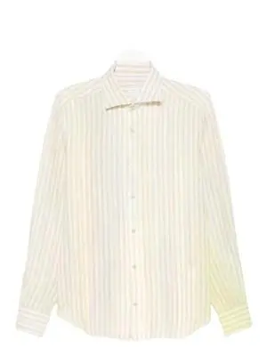 Eleventy Striped Linen Shirt - Neutrals