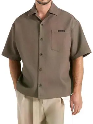 Manière De Voir Maniere De Voir Signature Twill Boxy Short Sleeve Shirt - Brown