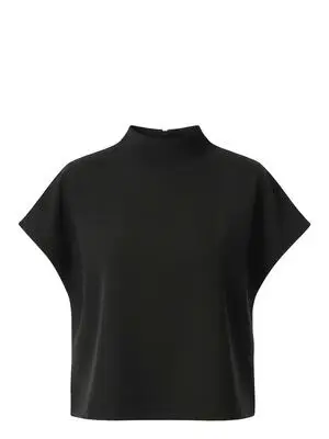Black Label High-neck Short-sleeve Blouse - Black