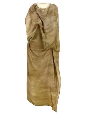 UMA WANG Draped Printed Dress - Brown
