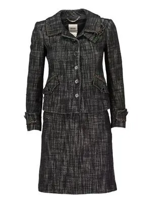 Moschino Chain-trim Tweed Skirt Suit - Black
