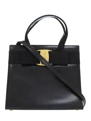 FERRAGAMO Leather Vara Bow Satchel - Black