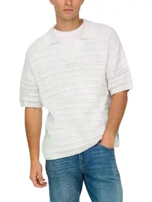 ONLY&SONS|MAN Only&sons Open Knit Polo Neck Sweater - White