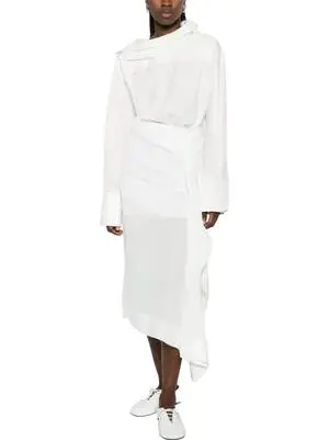 Carven Asymmetric Draped Midi Skirt - White