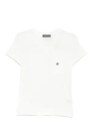 Lorena Antoniazzi V-neck T-shirt With Star Embellishment - White