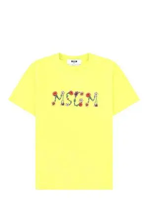 MSGM Floral Logo T-shirt - Yellow