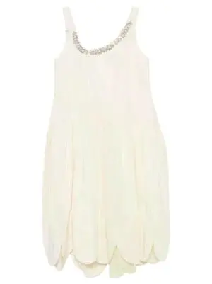 Simone Rocha Ivory Crystal Embellished Midi Dress - Neutrals