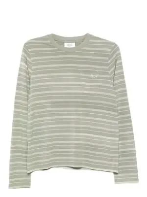 Maison Kitsuné Striped Long-sleeve T-shirt With Fox Embroidery - Grey