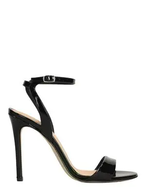 THE SELLER Patent Leather Ankle Strap Stiletto Sandals - Black