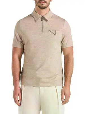 Manière De Voir Marl-zip Polo Shirt - Neutrals