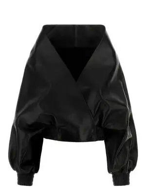 Balenciaga Off-the-shoulder Cropped Jacket - Black