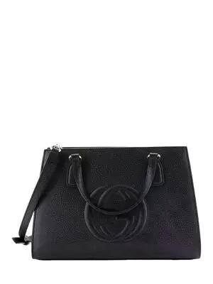 Gucci Soho Convertible Top Handle Leather Medium Satchel - Black