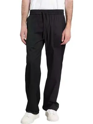 Alpha Studio Straight Leg Drawstring Waist Trousers - Black