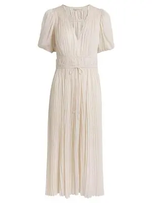 Ulla Johnson Satin Puff-sleeve Midi Dress - Ivory