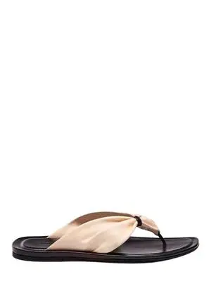 Loulou De Saison Leather Knot Detail Flat Sandals - Neutrals