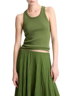 Vince Vince Ribbed Scoop Neck Tank Herb