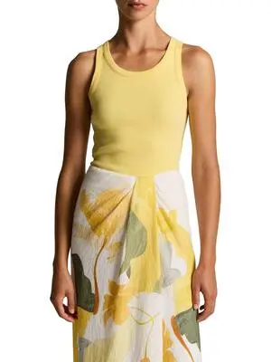 Vince Ribbed Scoop Neck Tank - Limone
