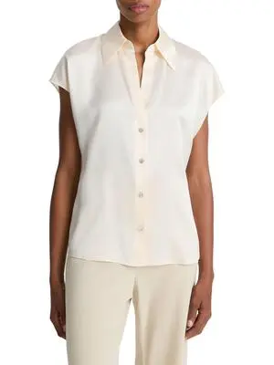 Vince Silk Cap-sleeve Blouse - Chiffon