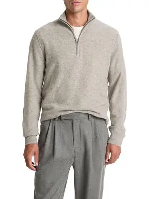 Vince Plush Cashmere Quarter-zip Sweater - Heather Mouse