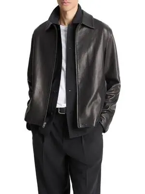 Vince Leather Zip-up Jacket - Black