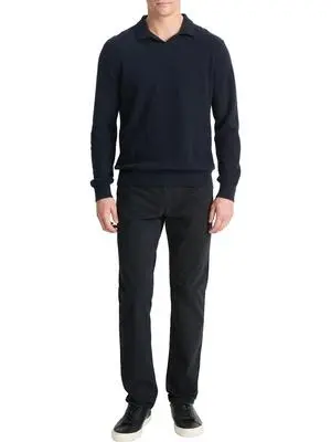 Vince Plush Cashmere Johnny-collar Polo - Coastal Blue