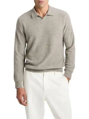 Vince Plush Cashmere Johnny-collar Polo - Heather Mouse