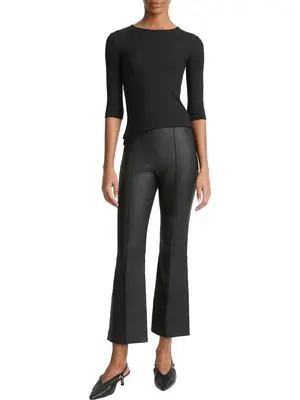 Vince Elbow-sleeve Crew Neck T-shirt - Black