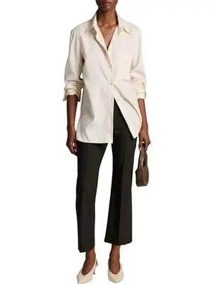 Vince Women's Niki Mid-rise Pintuck Crop Flare Pant Deep Forest