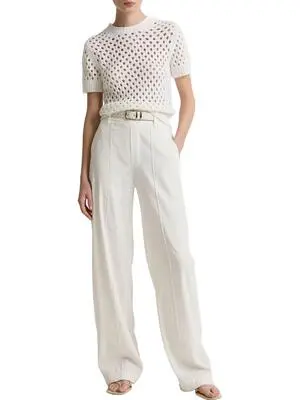 Vince Joan High-rise Linen-blend Wide-leg Pants - Off White