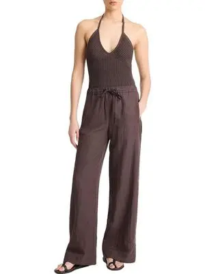 Vince Vince Side-Snap Pull-On Pants Dark Coffee