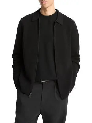 Vince Wool-blend Zip-up Cardigan - Black