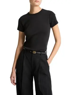 Vince Pima Cotton-blend Shrunken T-shirt - Black