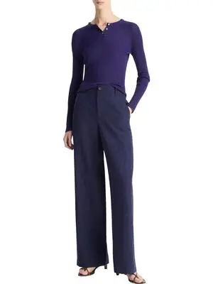 Vince Textured Relaxed Wide-leg Pants - Dark Eclipse