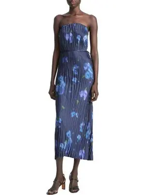 Vince Vince Poppy Blur Crushed Satin Dress Midnight