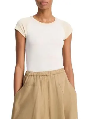 Vince Colorblock Pima Cotton Raglan T-shirt - Oat Shell Combo