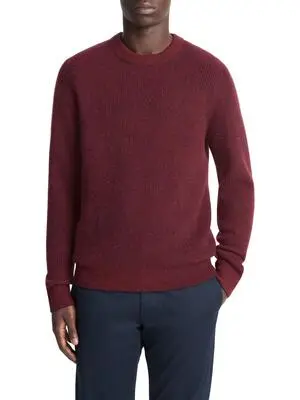 Vince Plush Cashmere Thermal Crew Neck Sweater - Coastal Blue/winter Berry