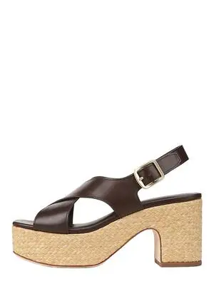 Vince Clementina Leather Platform Sandal - Cacao Brown