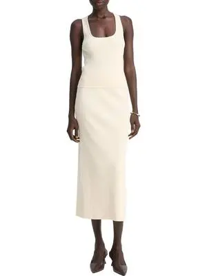 Vince Ribbed Cotton-blend Midi Skirt - Oat Shell