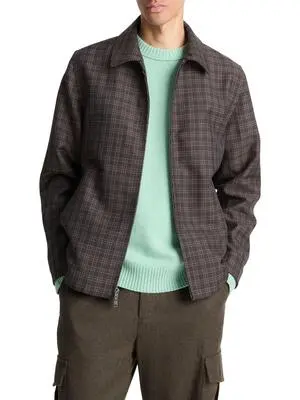 Vince Plaid Wool-blend Zip Jacket - Charcoal