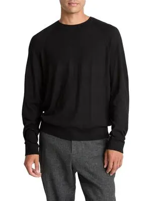 Vince Featherweight Wool-cashmere Crew Neck Sweater - Black