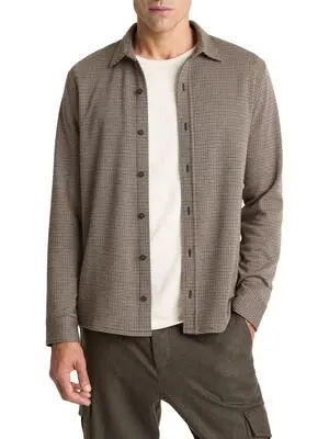 Vince Houndstooth Cotton-blend Button-front Shirt - Dark Roast Combo
