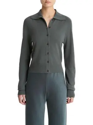 Vince Wool & Cashmere-blend Polo Cardigan - Malachite