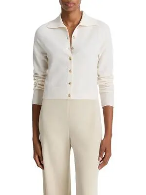 Vince Wool & Cashmere-blend Polo Cardigan - Off White