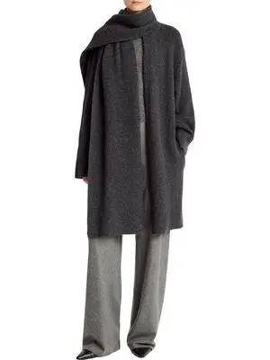 Vince Draped Scarf Wool-blend Car Coat - Dark Heather Grey