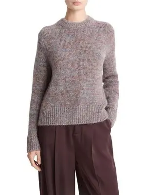 Vince Marled Alpaca Wool Blend Crew Neck Sweater - Cognac Combo