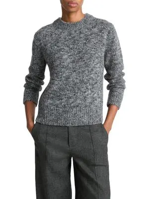 Vince Marled Alpaca Wool Blend Crew Neck Sweater - Medium Heathery Grey Combo
