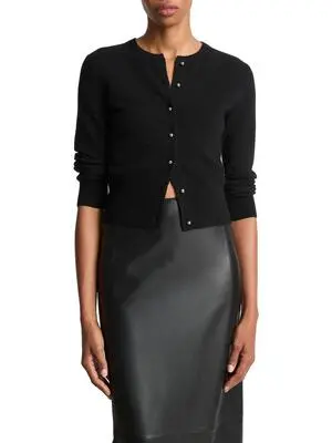 Vince Button Detailed Wool & Cashmere-blend Cardigan - Black